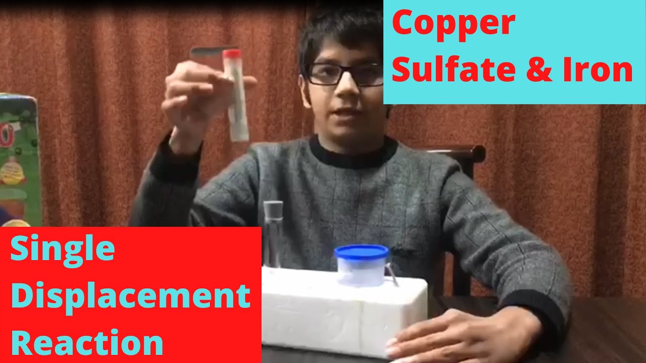 Single Displacement Reaction between Copper Sulfate and Iron - YouTube