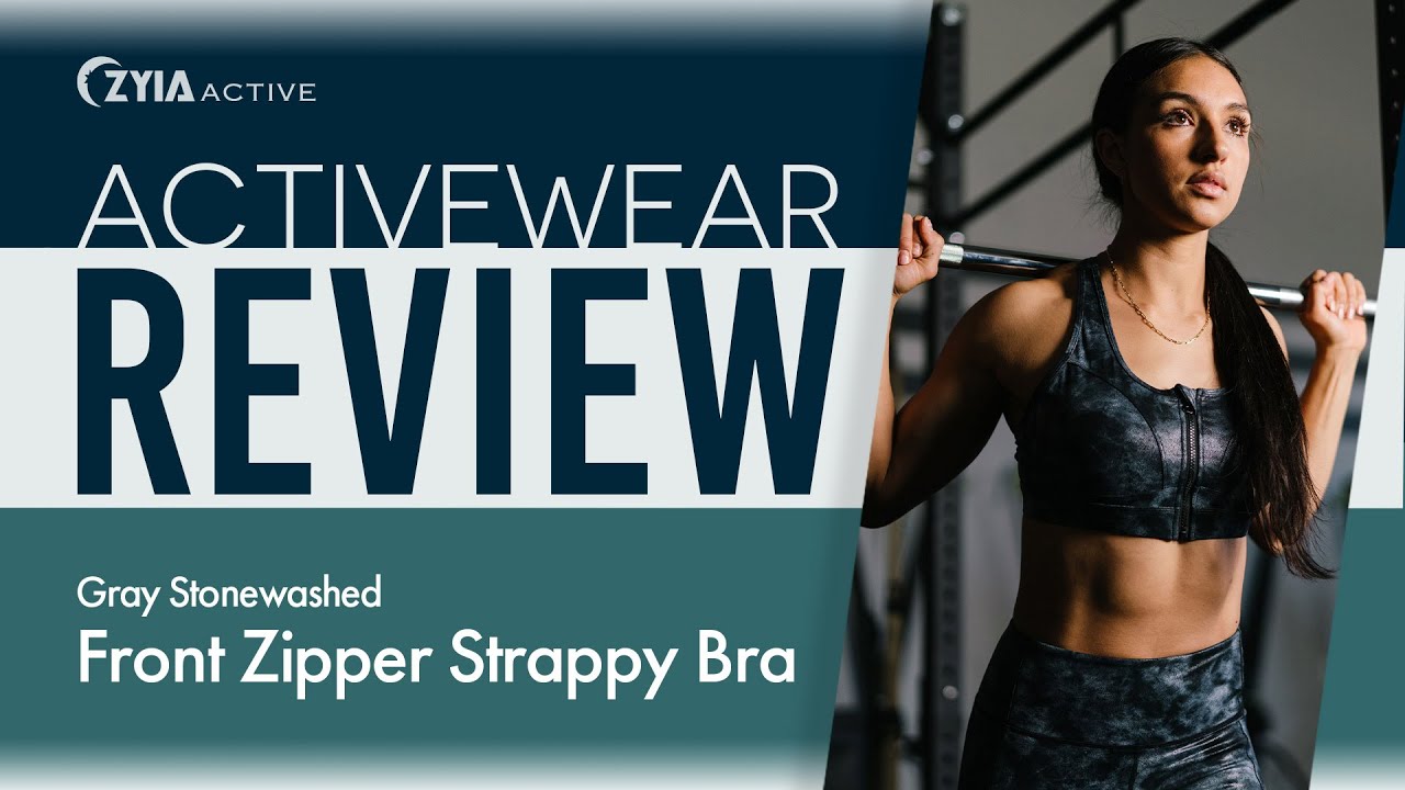 Activewear Review: Gray Stonewashed Front Zipper Strappy Bra #1807 ...