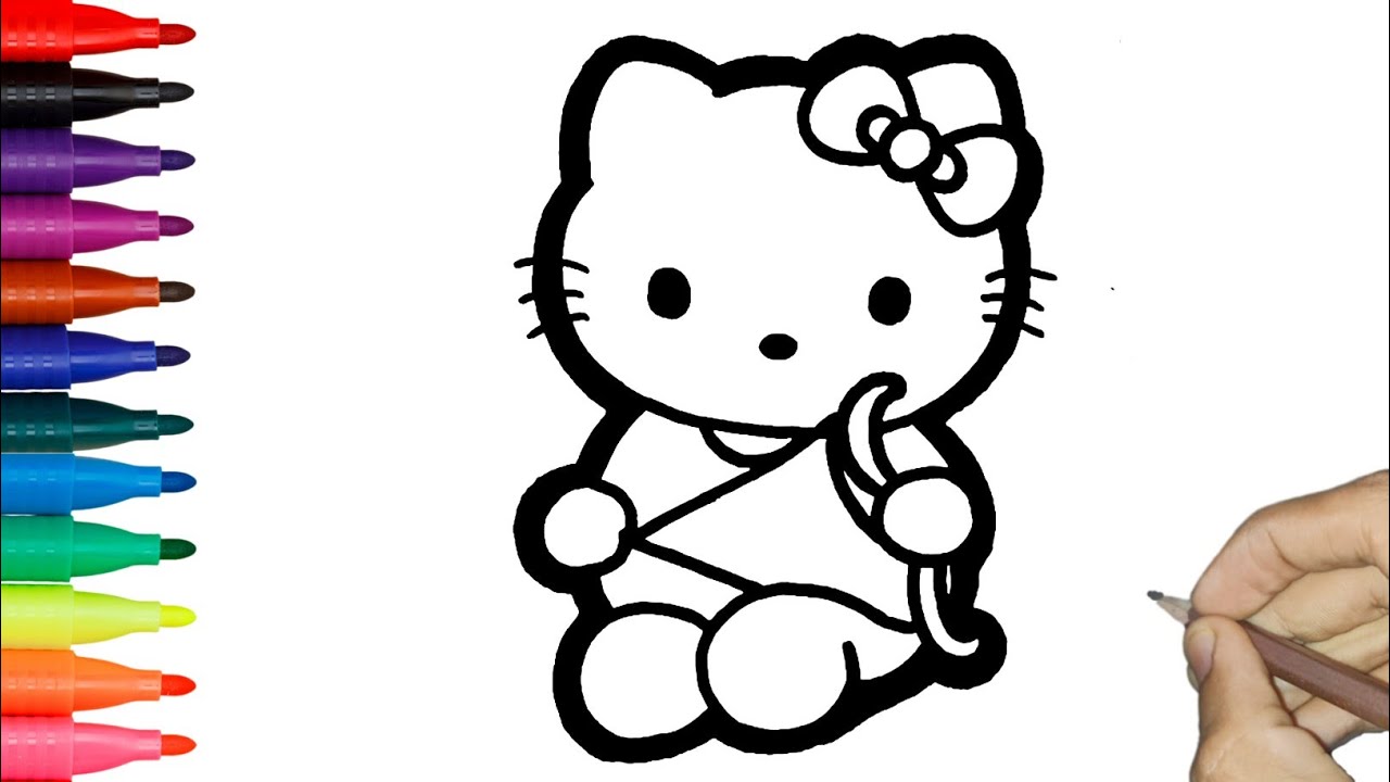 Hello Kitty Archery Drawing and Colouring for Kids Toddlers - How to ...