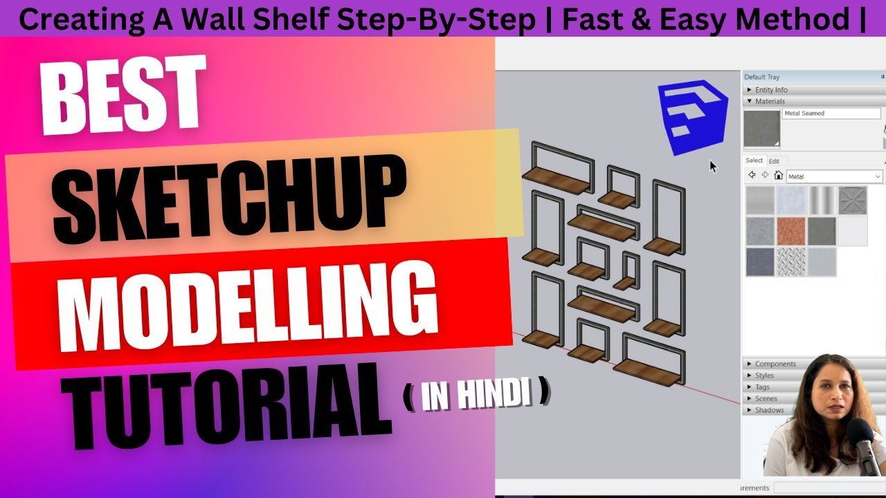 Living Room Showcase Design in SketchUp Step-By-Step | Fast & Easy ...