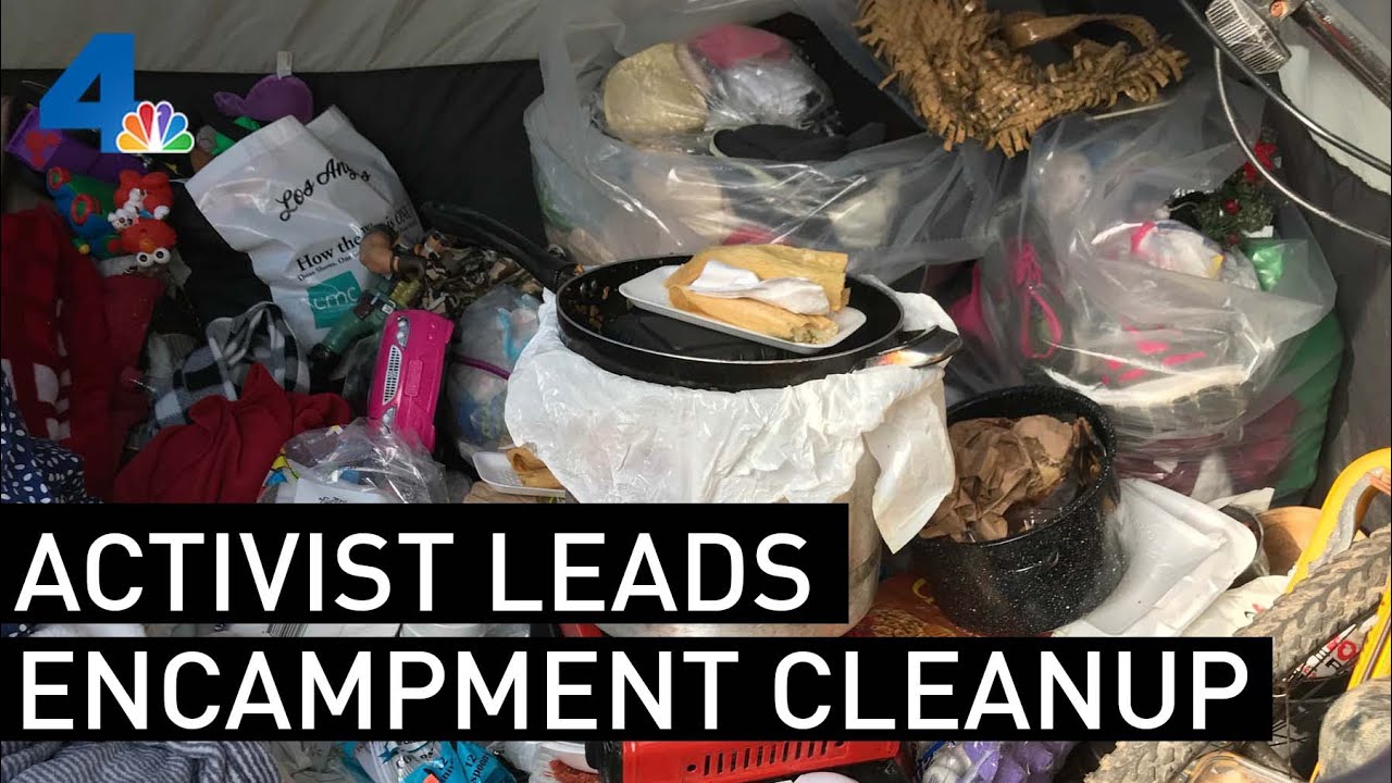 Activist Leads Homeless Encampment Cleanup | NBCLA - YouTube