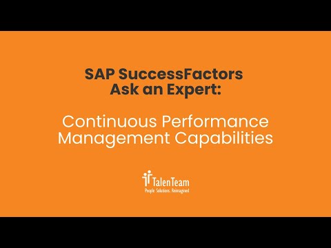 SAP SuccessFactors Continuous Performance Management Capabilities - YouTube