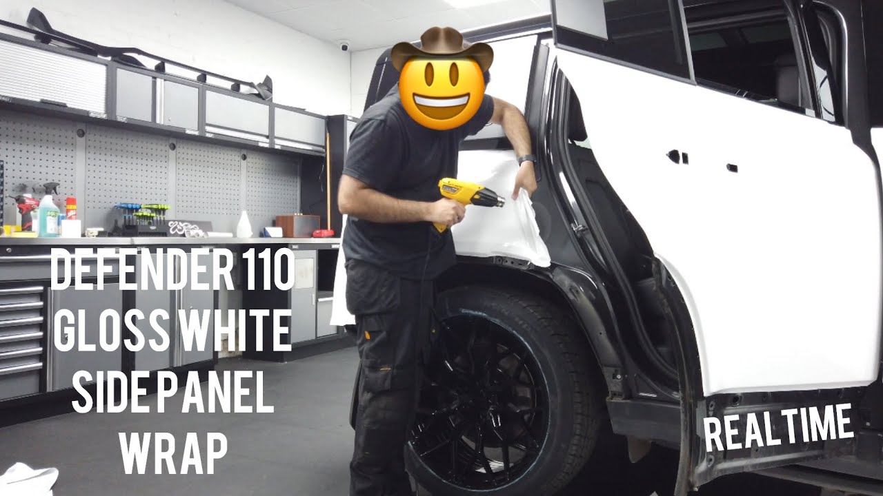 Land Rover Defender 110 Gloss White Side Panel Wrap REALTIME - YouTube