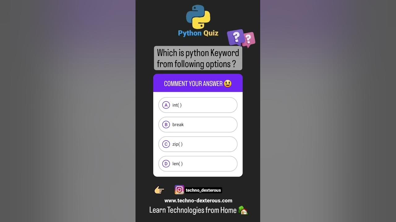 Python Quiz Series Python Keywords Coding Datascience Programming Python Developer Itjobs