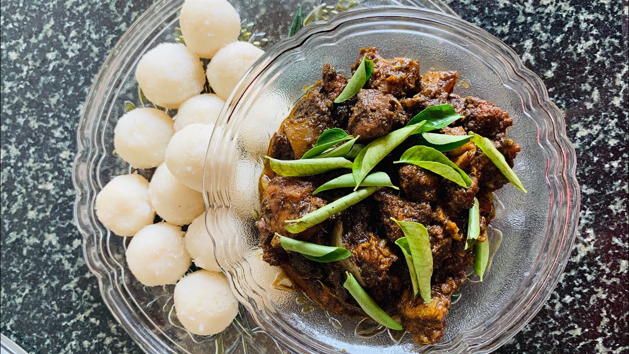 Rice balls with pork curry / kadambuttu with pandi curry / ಕಡಂಬುಟ್ಟು ...