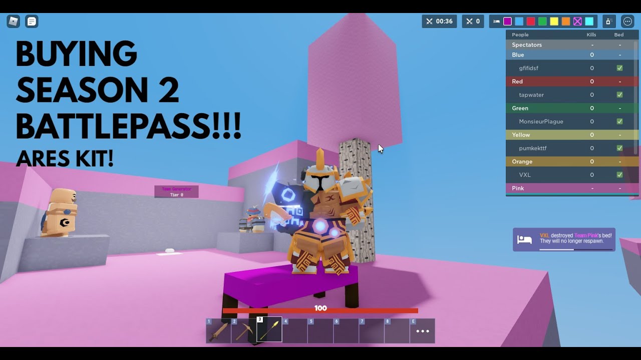 Buying Season 2 Battlepass In Bedwars Ares Kit Youtube