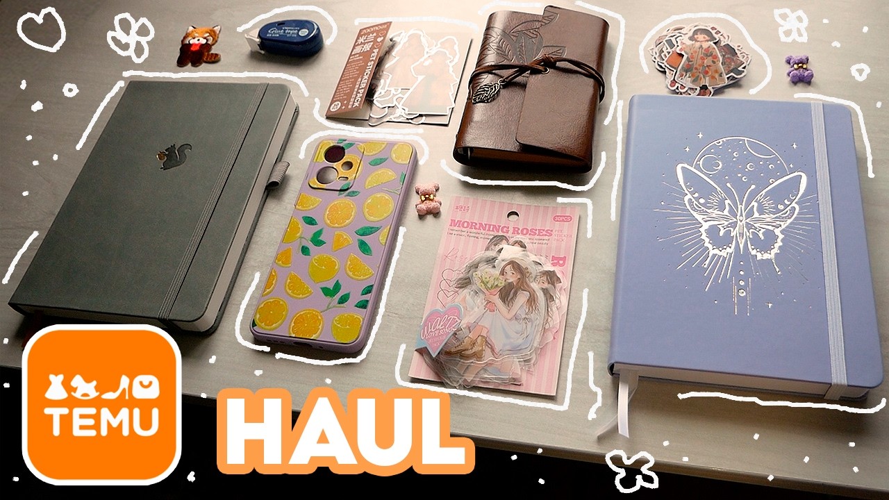 🟧TEMU Stationery Haul - Unboxing ASMR Notebooks, stickers, tape - YouTube