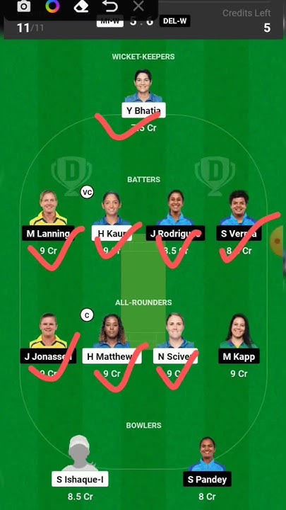 DCW vs MIW dream11 prediction, MIW vs DCW dream11 team, mi-w vs dc-w #wpl dream11 team #dream11 ...