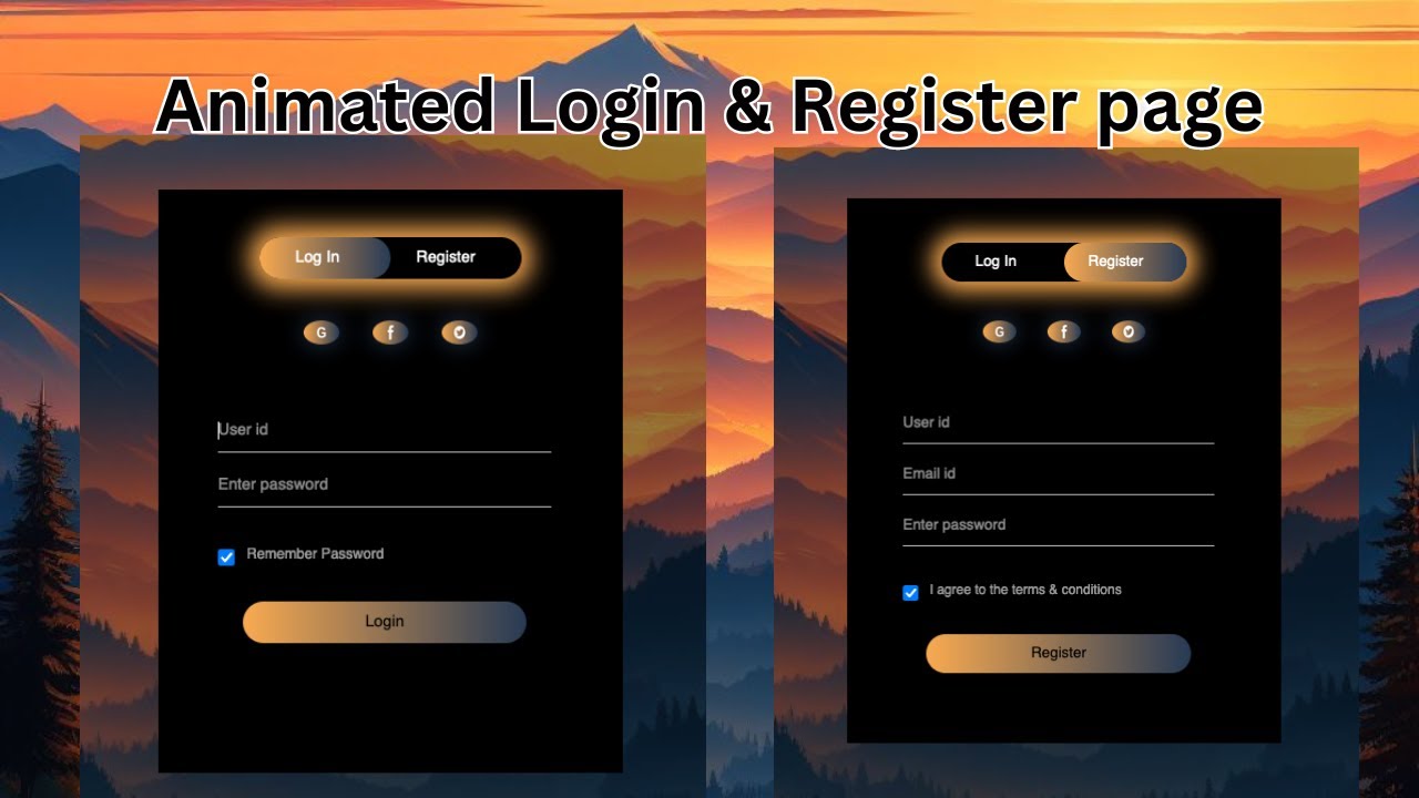 Animated Login & Registration Page using HTML, CSS & JAVASCRIPT #html # ...