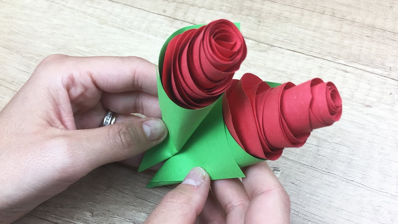 Paper Rose Craft for kids, nice gift for Mothers - YouTube