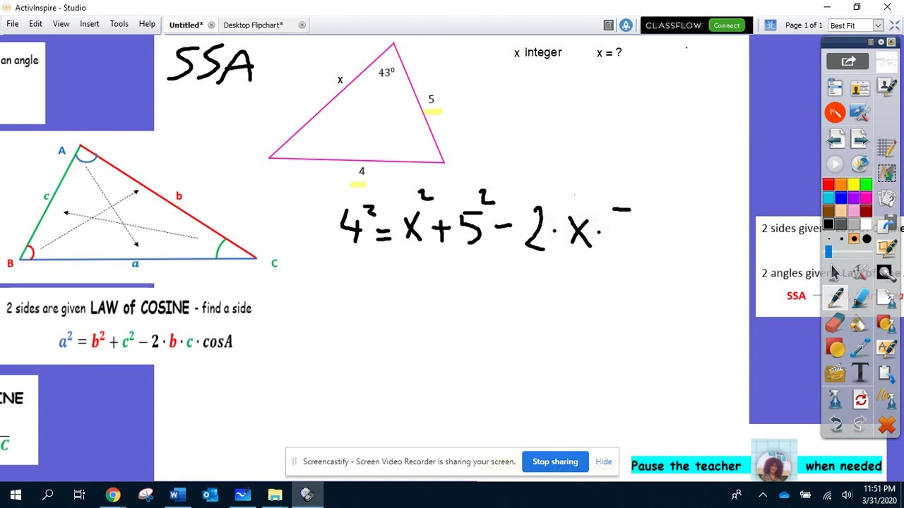 Dr.P Ambiguous case SSA skill (Law of Cosine) Pre-Calculus #Desmos ...
