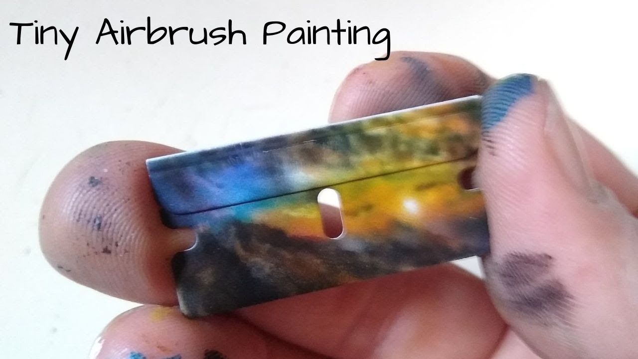 Painting on a razor blade! A ridiculously tiny airbrush painting and ...
