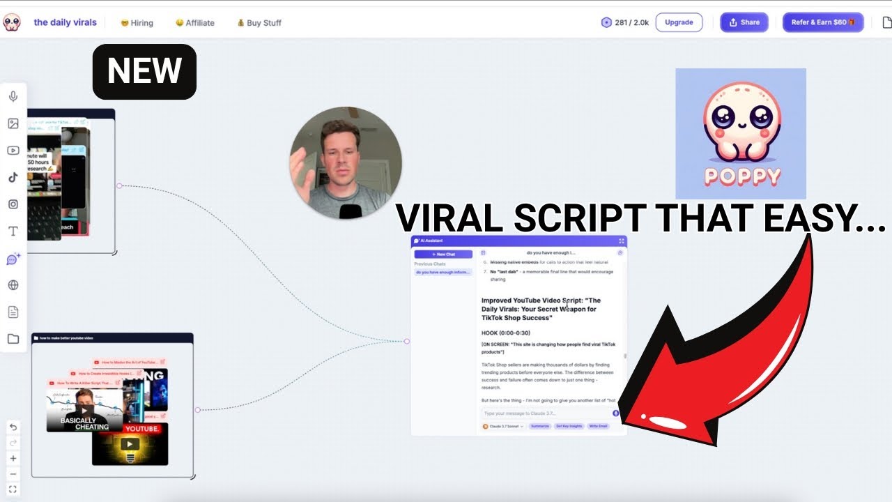 non guru creates viral youtube script in less than 10 mins (Poppy Ai ...