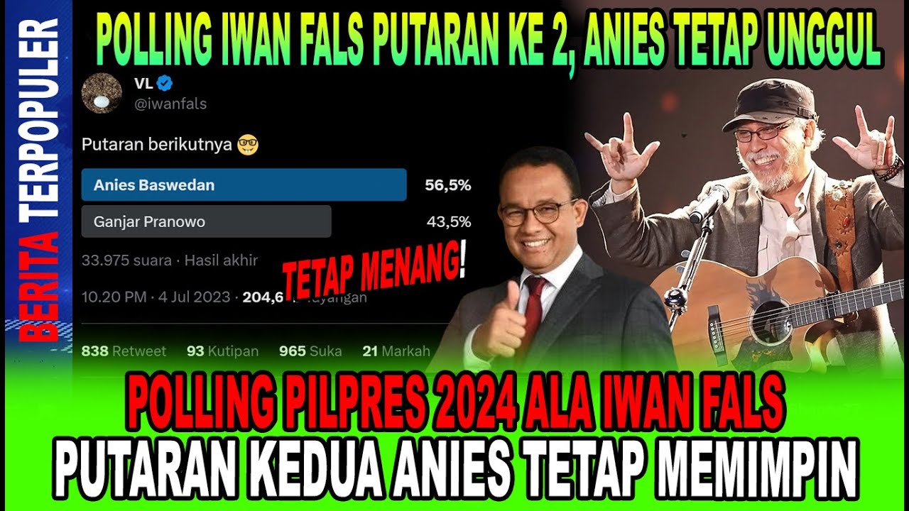 POLLING IWAN FALS PUTARAN KEDUA...!! ANIES VS GANJAR; ANIES TETAP ...