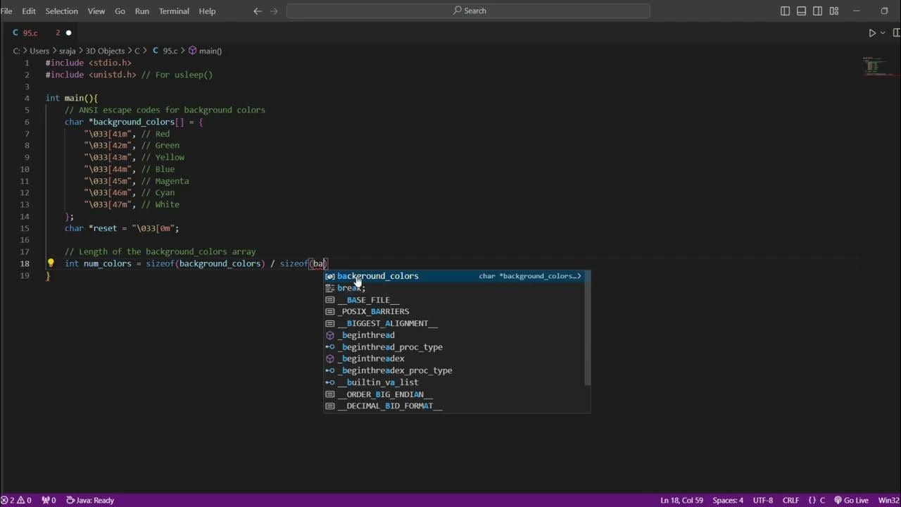C (Programming Language) Project 95: 'Colormix Background Effect' Created by Trishanth Kumar ...