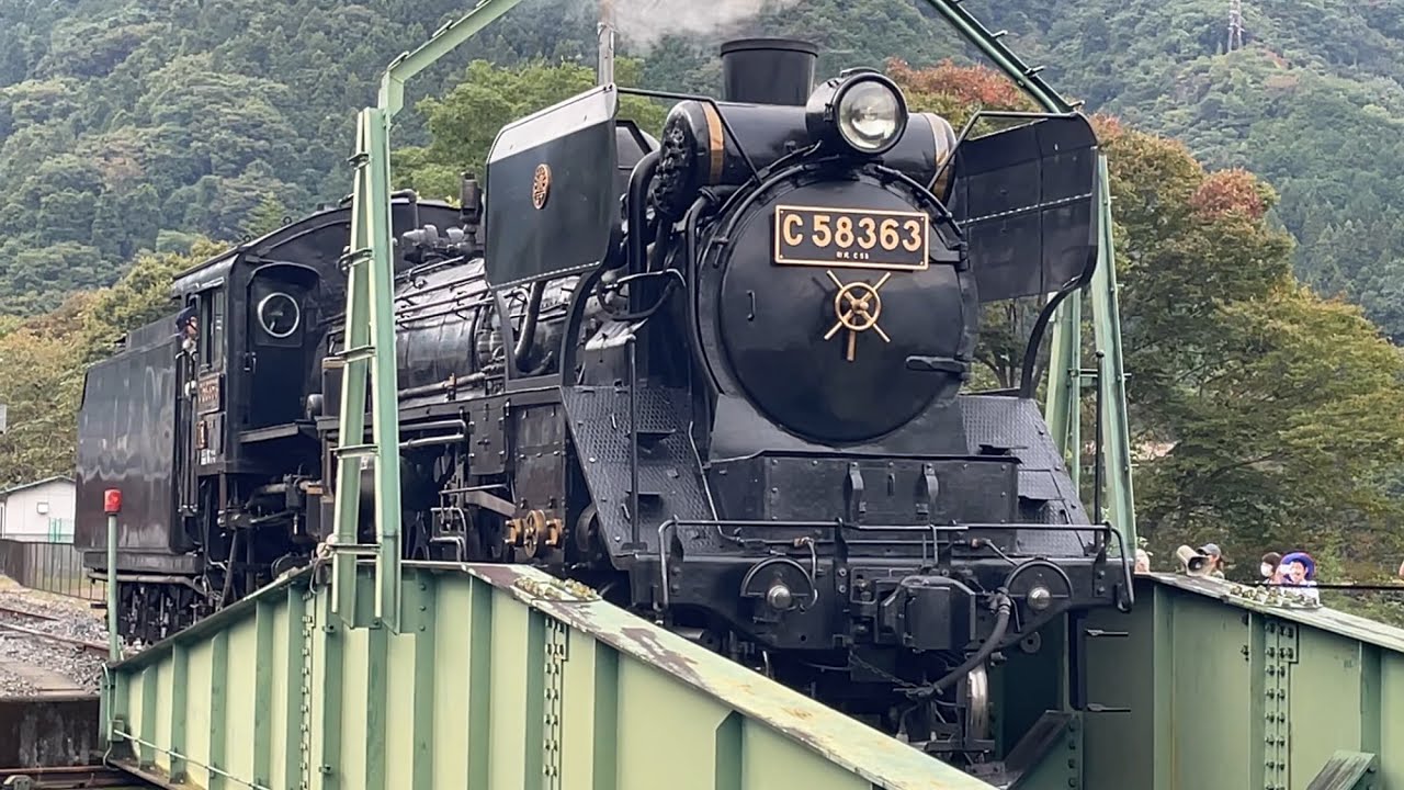 C58-363 転車台に乗り方向転換へ - YouTube