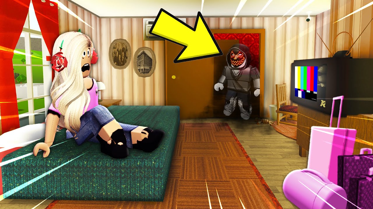 I Stayed At A Creepy Hotel It Was Haunted Roblox Bloxburg Story Youtube