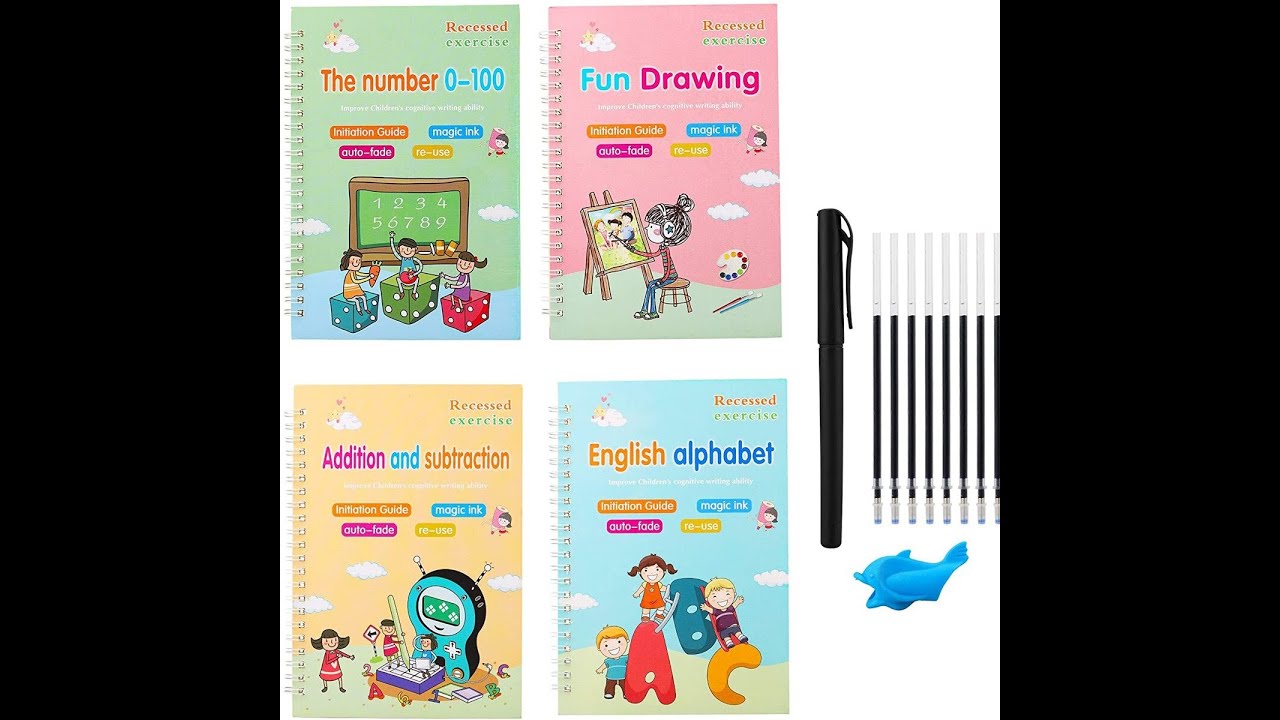 4Book/Set Practice book English Tracing Writing Drawing Book - YouTube