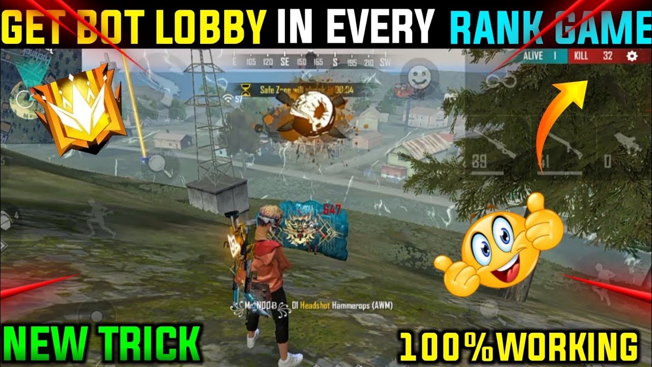 how to get bot lobby in free fire ranked || how to get noob lobby in ...
