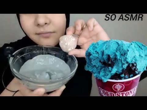 clay cookies with blue uzbek clay paste eating ASMR - YouTube