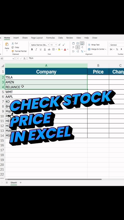 How to check Stock Price in Ms excel -#youtubeshorts #shortvideo #ytshorts #exceltech - YouTube