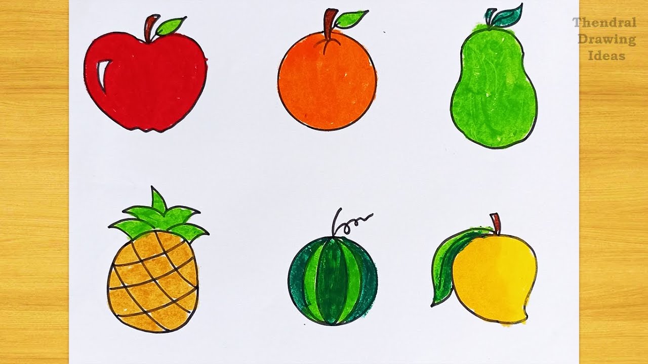 How to draw fruits step by step | Very easy drawing | How to draw ...