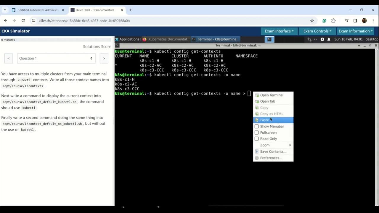 Cka Practice Question 1 Managing Kubernetes Contexts With Kubectl Youtube