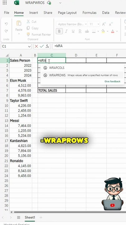 Excel Users, You NEED This Function! Learn WRAPROWS Now! #officetoolkitt #exceltips # ...