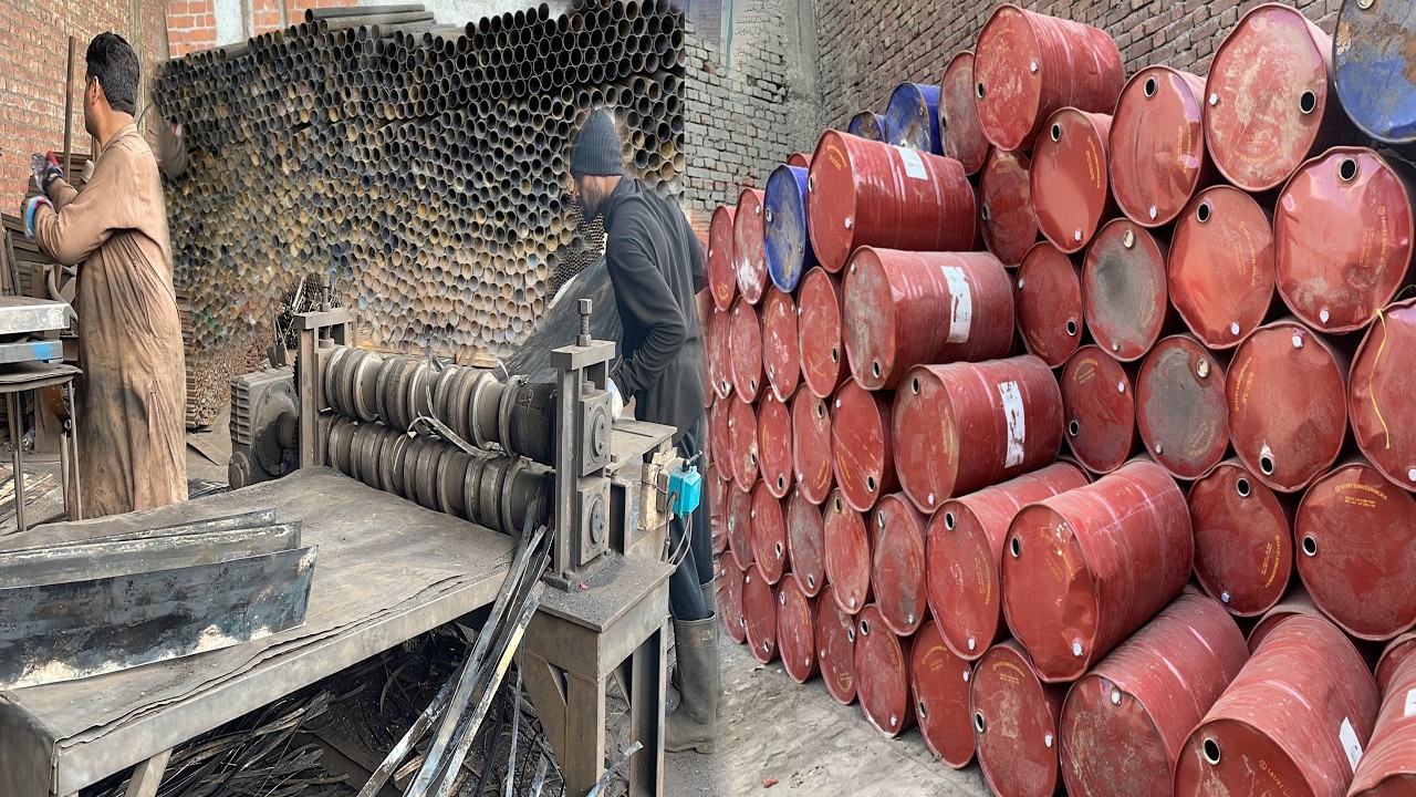 The Making of Steel Pipes from Recycled Metal Oil Drums A Factory ...