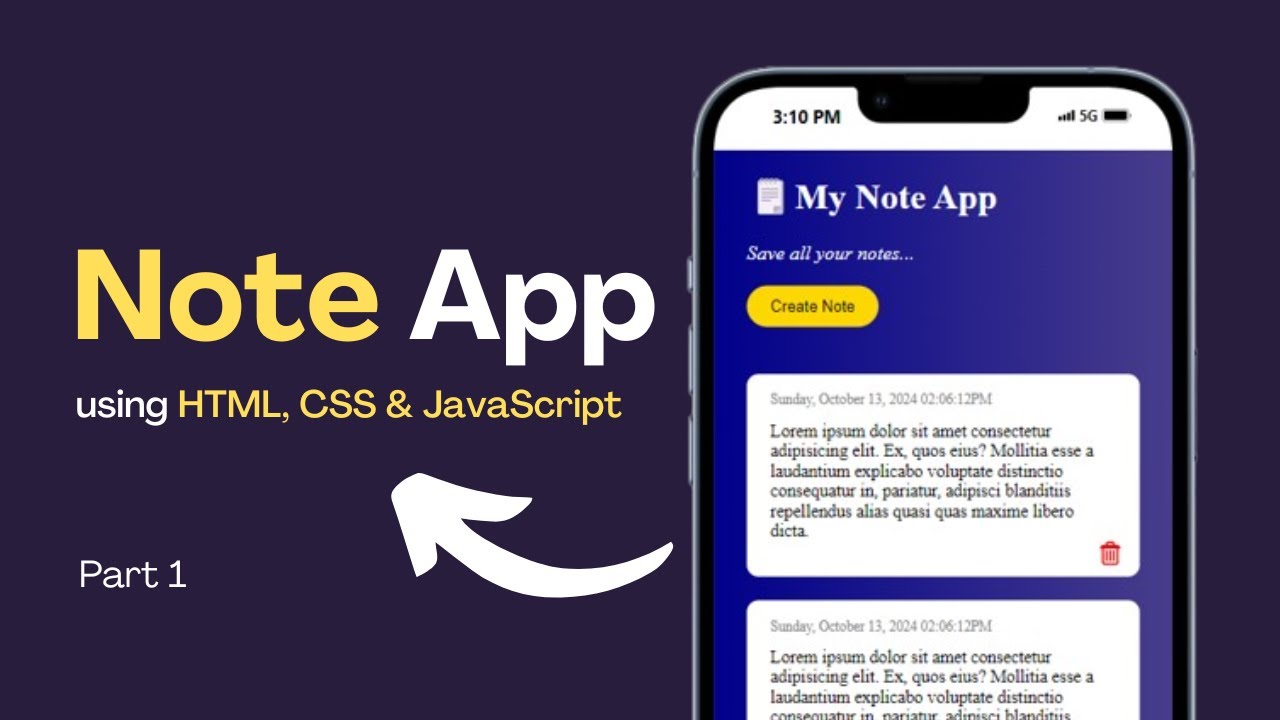 How To Create A Stylish Note App Using Html Css And Javascript Part 4131