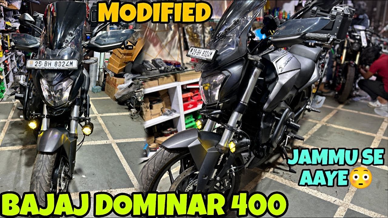 BAJAJ DOMINAR 400 ki Detailed Modification | Jammu se aaye Full Loaded ...