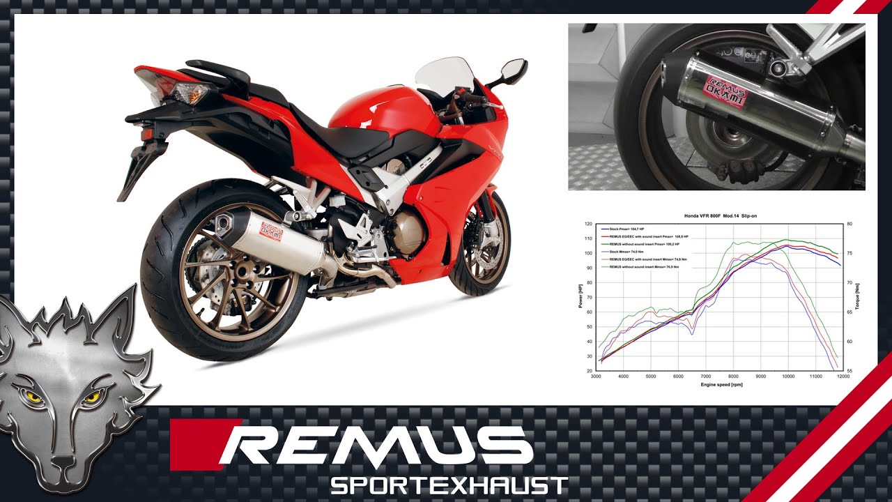 HONDA VFR800F Mod. 2014 with REMUS OKAMI Exhaust system - YouTube