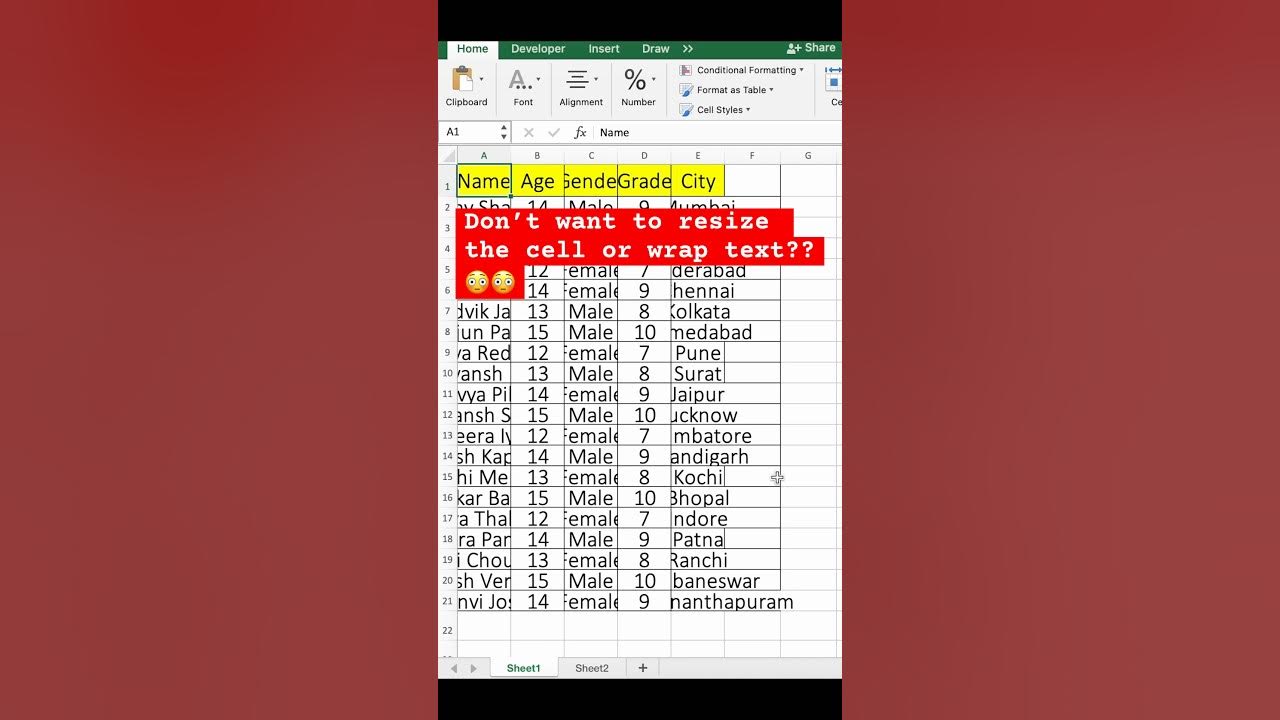 Excel Hack: No Resizing or Wrapping Needed! Use 'Shrink to Fit' 😳 #excel #shorts #ytshorts # ...
