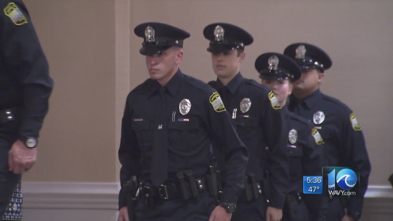 Virginia Beach police hold graduation, welcoming 43 new officers - YouTube
