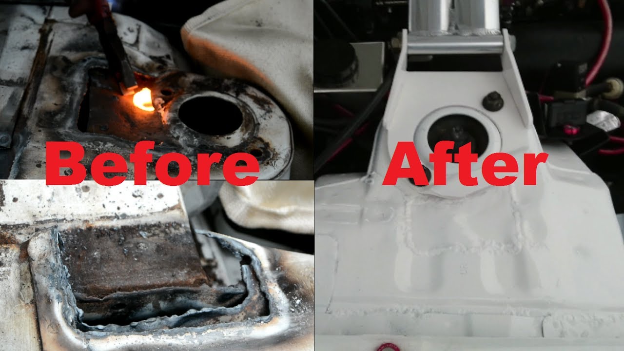 Skyline R33 strut top repair and even more rust than I thought - YouTube