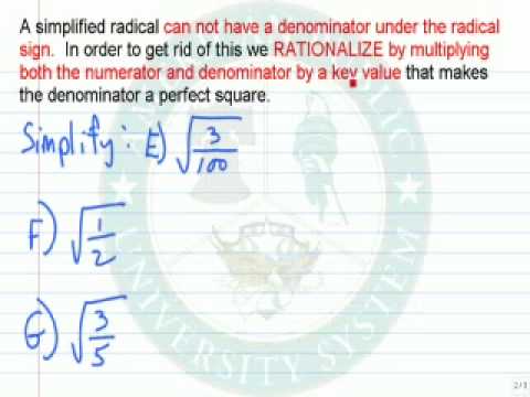 Simplify Expressions Involving Numeric Radicals - YouTube