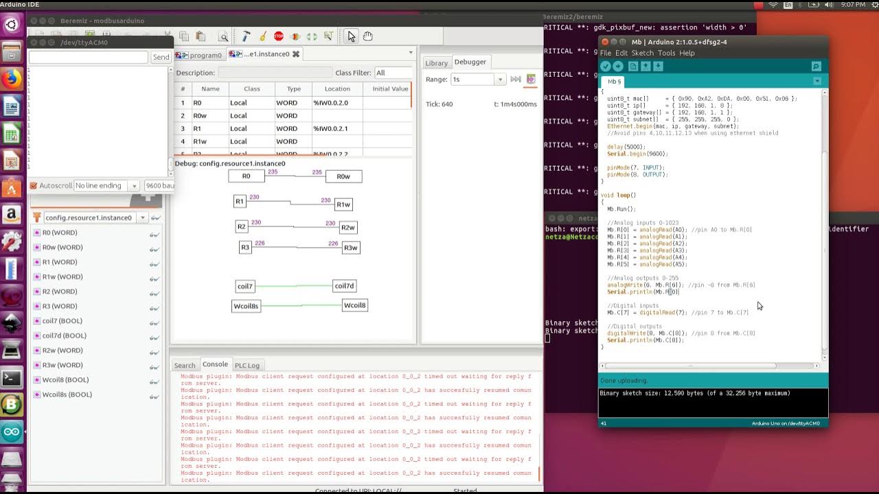 Beremiz PLC Modbus TCP Arduino - YouTube