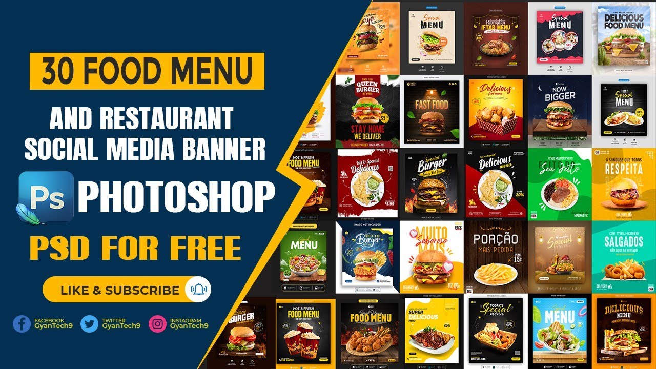 30 Food Menu And Restaurant Social Media Banner In Photoshop PSD File ...