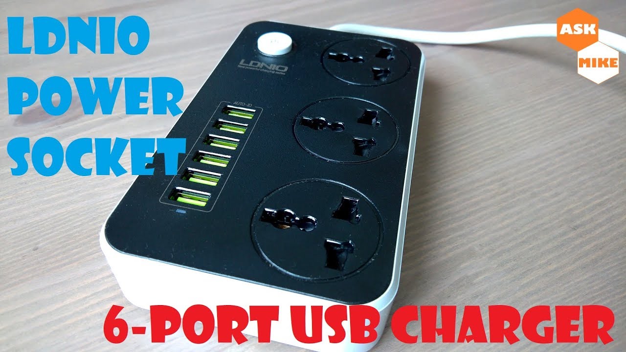 LDNIO 3 Gang Power Socket with 6 port USB 3.4a Charger Review - YouTube