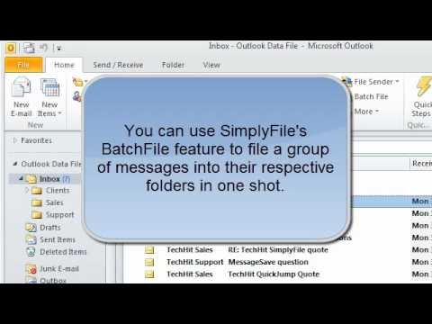 Batch File Outlook email messages using SimplyFile - YouTube