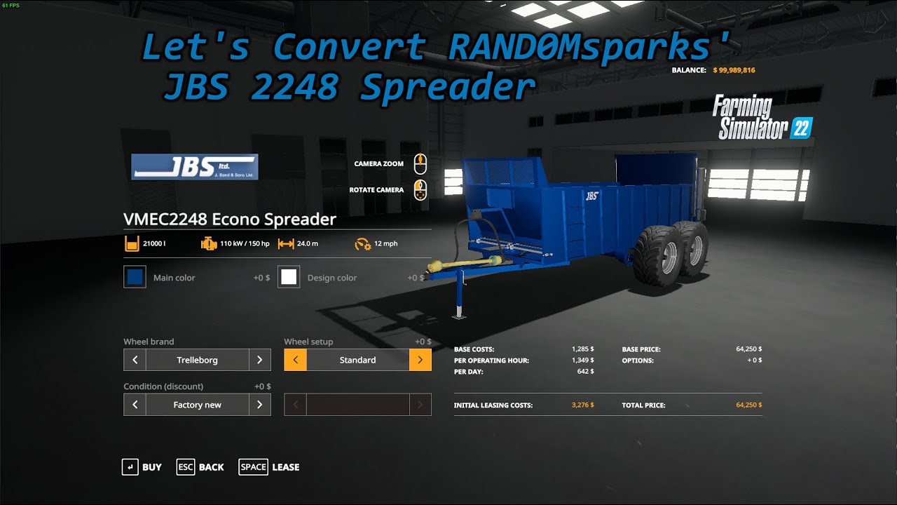 🚜LIVE|FS22|Let's Convert RAND0Msparks' JBS 2248 Manure Spreader - YouTube