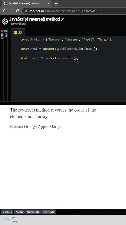 Javascript Reverse Method Youtube
