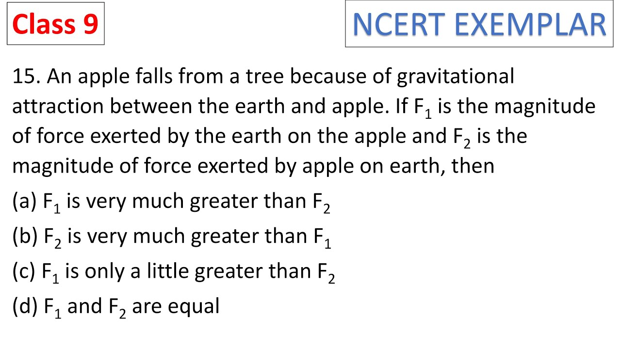 CBSE Class 9 Exemplar Ch 10 Gravitation 15 An apple falls from a tree ...
