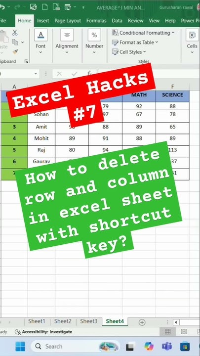How To Delete Row And Column In Excel Sheet ! Excel me row aur column ...