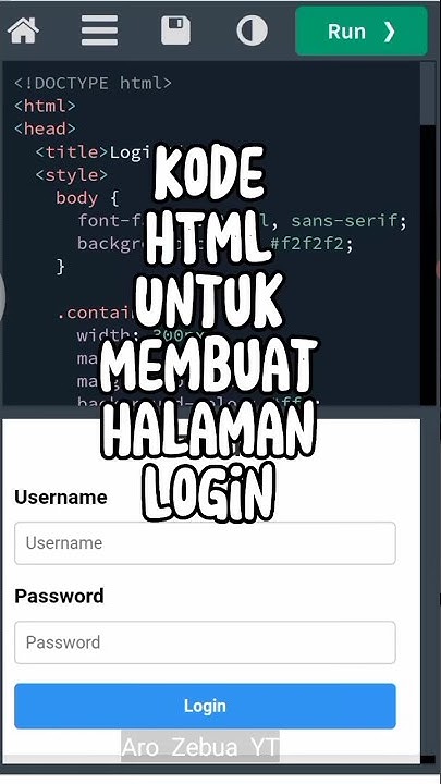 Kode HTML Untuk Membuat Halaman Login #arozebuayt #programming #reels - YouTube