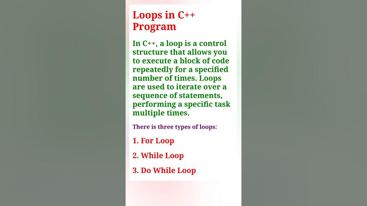 Loops And Types Of Loop With Syntax And Example In C Program Loops Forloop Whileloop
