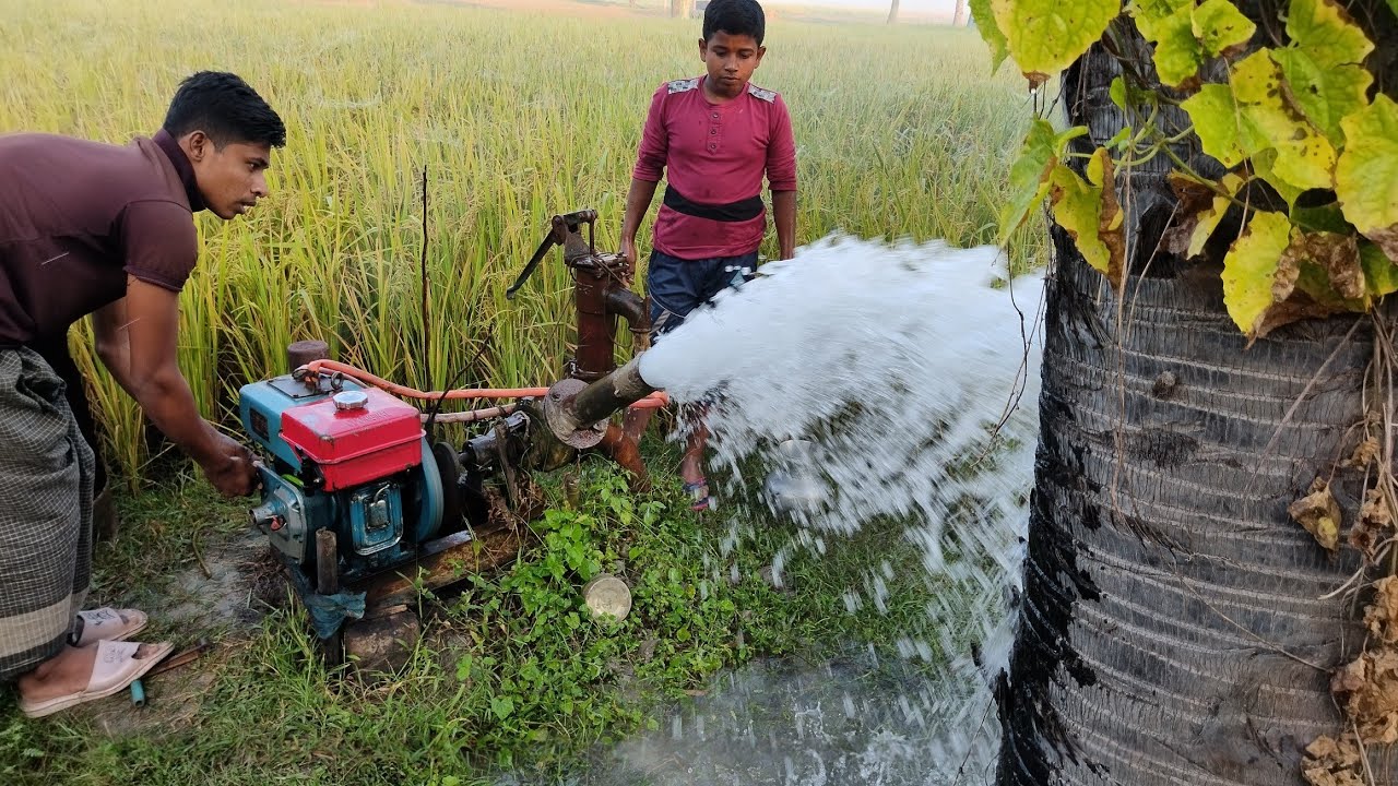 How To Water Pump Start Challenge. Old Machine Startup By Village Boys ...