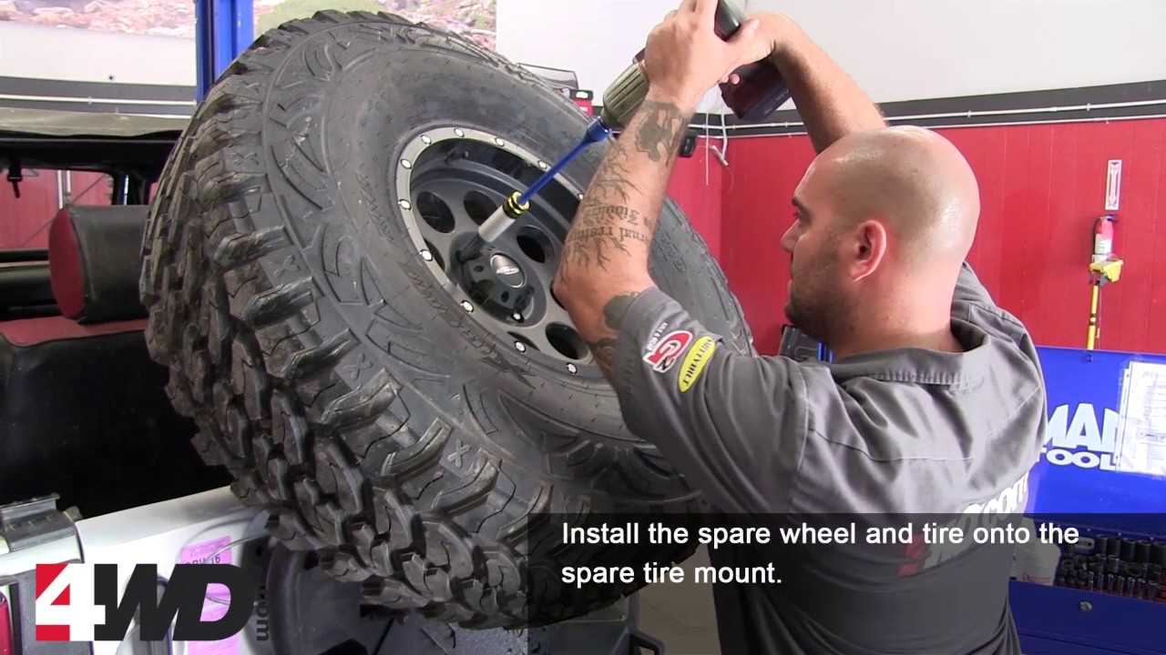 2017 SmittyBilt Slant Tire Carrier Install - YouTube