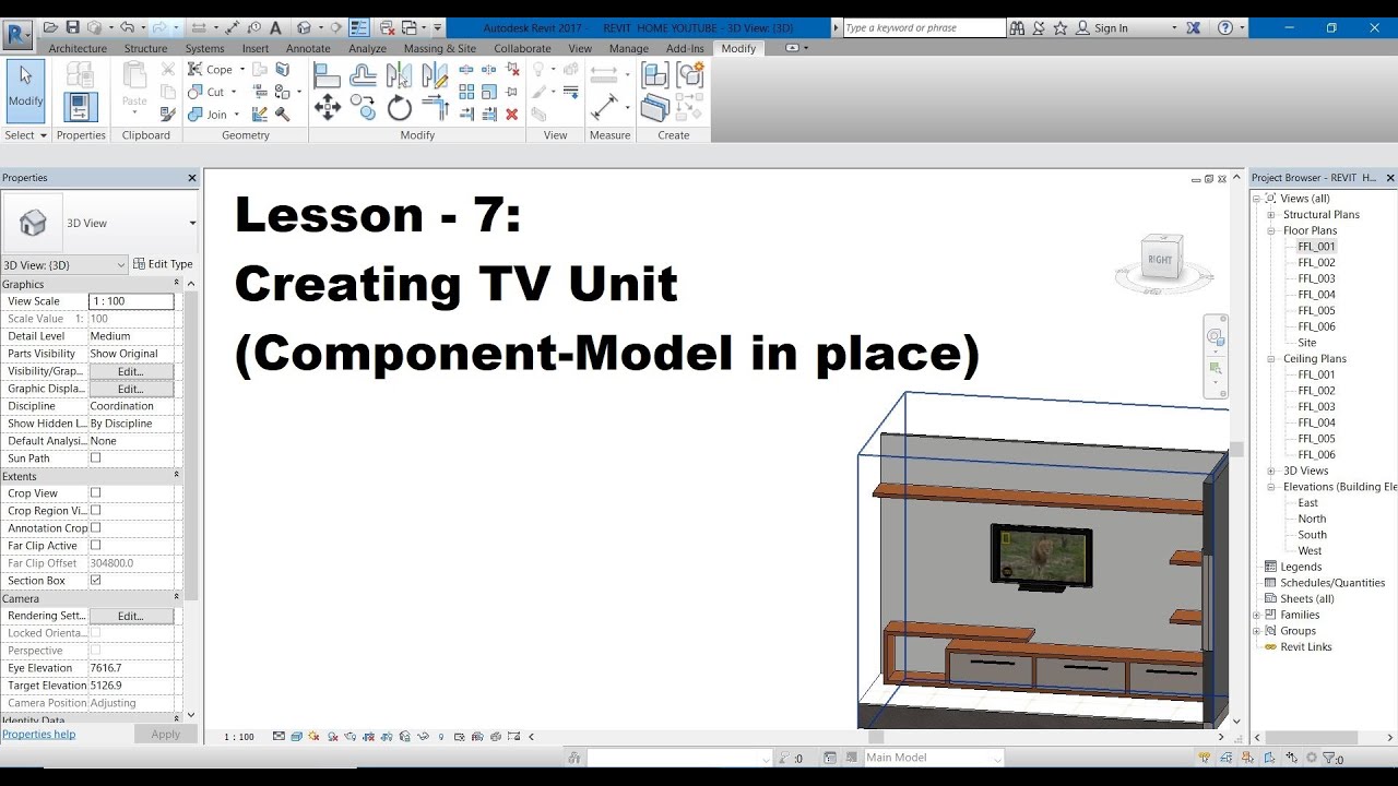 Lesson-7: Create TV Unit in Revit (Component Model in place) - YouTube