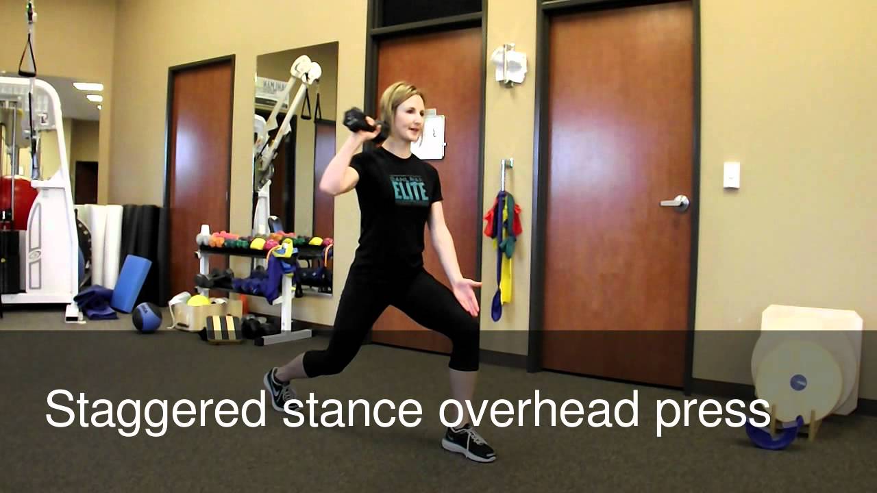 Staggered Stance Overhead Press - YouTube